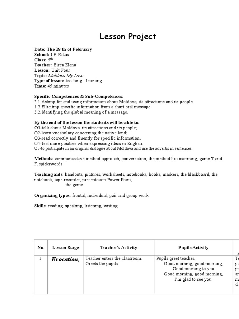 Lesson Project | PDF | Vocabulary | English Language