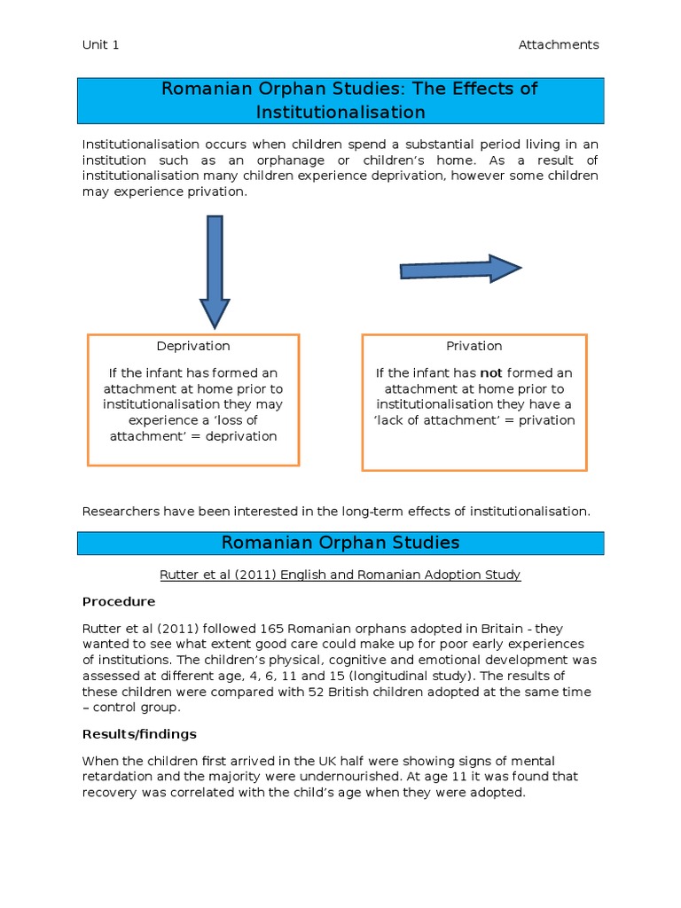 Romanian Orphan Studies AM | PDF | Attachment Theory | Adoption