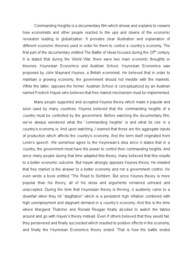 Commanding Heights RP | PDF | Keynesian Economics | Friedrich Hayek