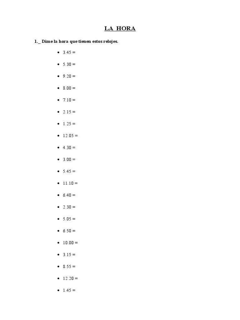 Dime La Hora Que Tienen Estos Relojes | PDF