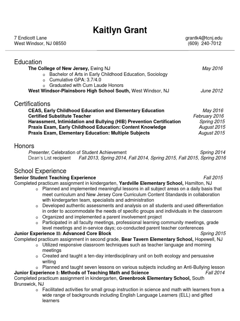 Current Resume | PDF | Early Childhood Education | Teachers