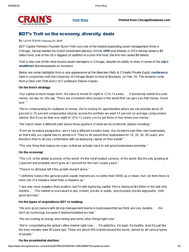 BDT Byron Trott | PDF | Financial Economics | Economies