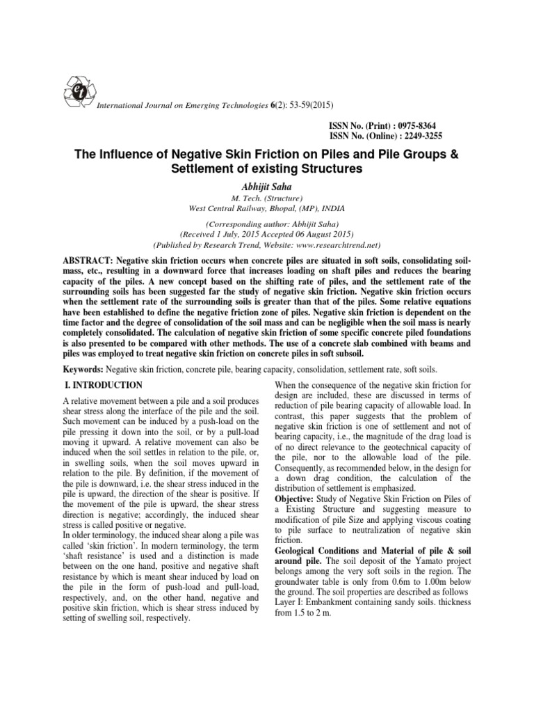 Negative Skin Friction in Pile Foundations | PDF | Deep Foundation ...