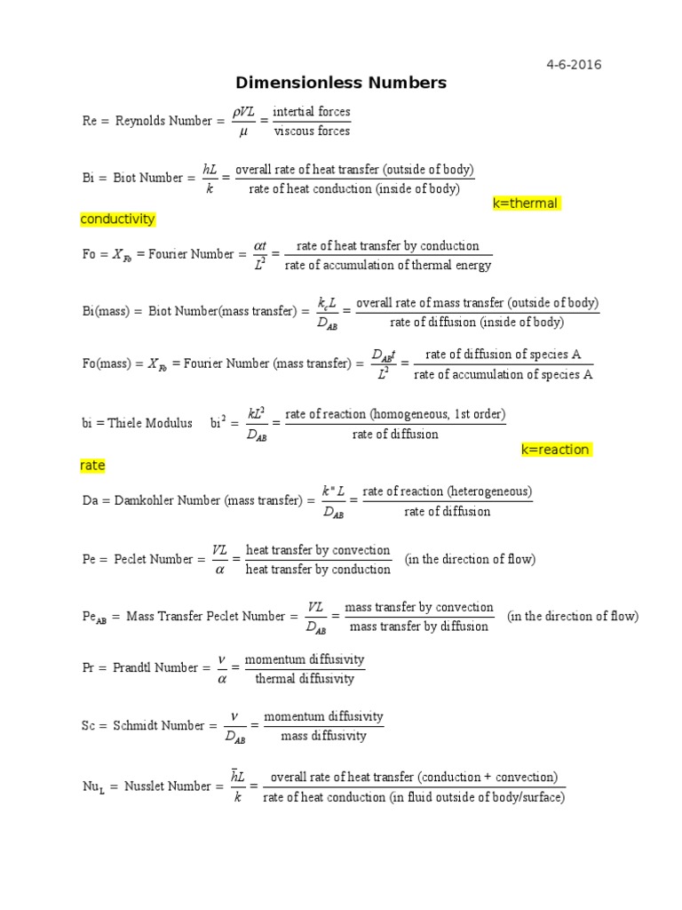 Dimensionless Numbers | PDF