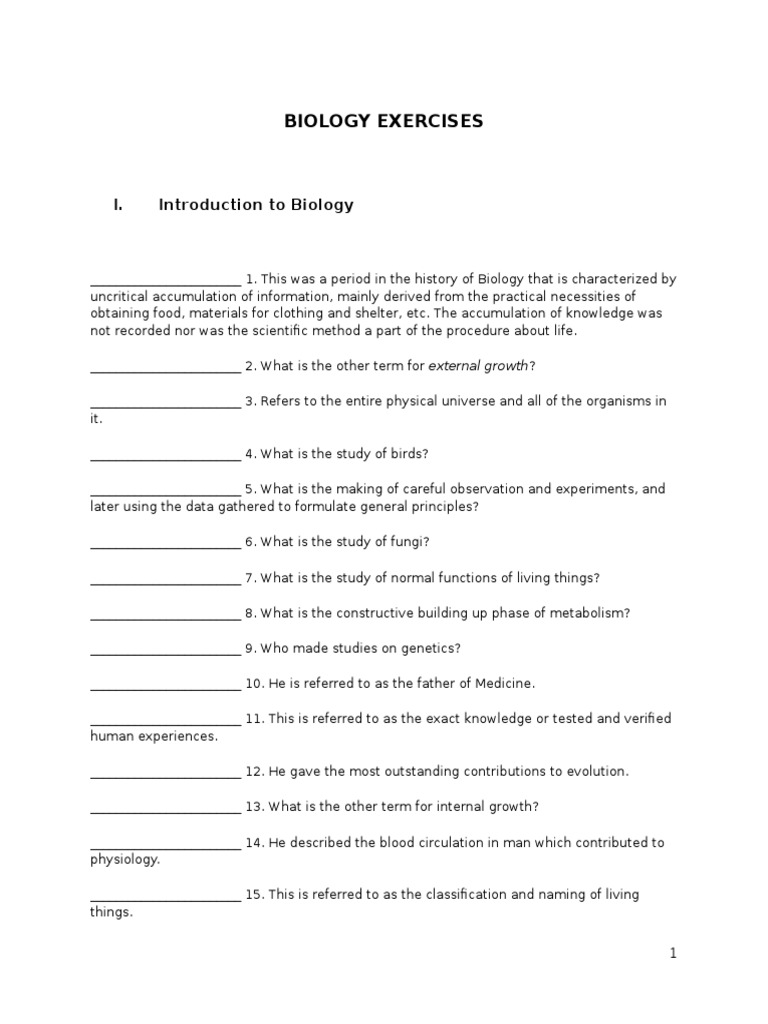 Sample Biology Exercises | PDF | Digestion | Tissue (Biology)