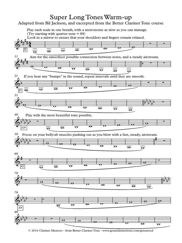 Clarinet Long Tone Warm Up | PDF