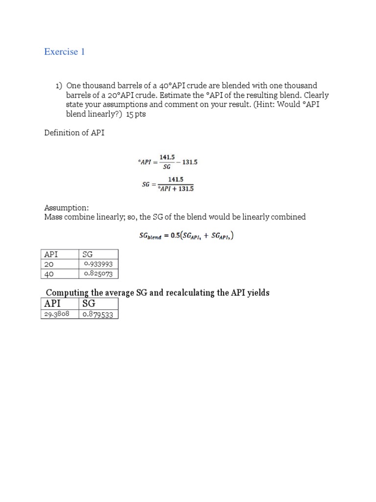 Exercise 1 Petroleum Refining | PDF