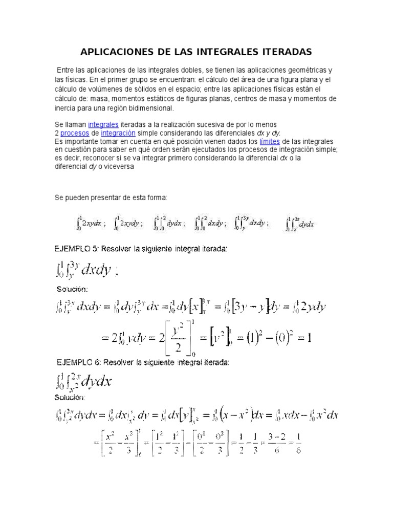 Aplicaciones de Las Integrales Iteradas | Integral | Física teórica