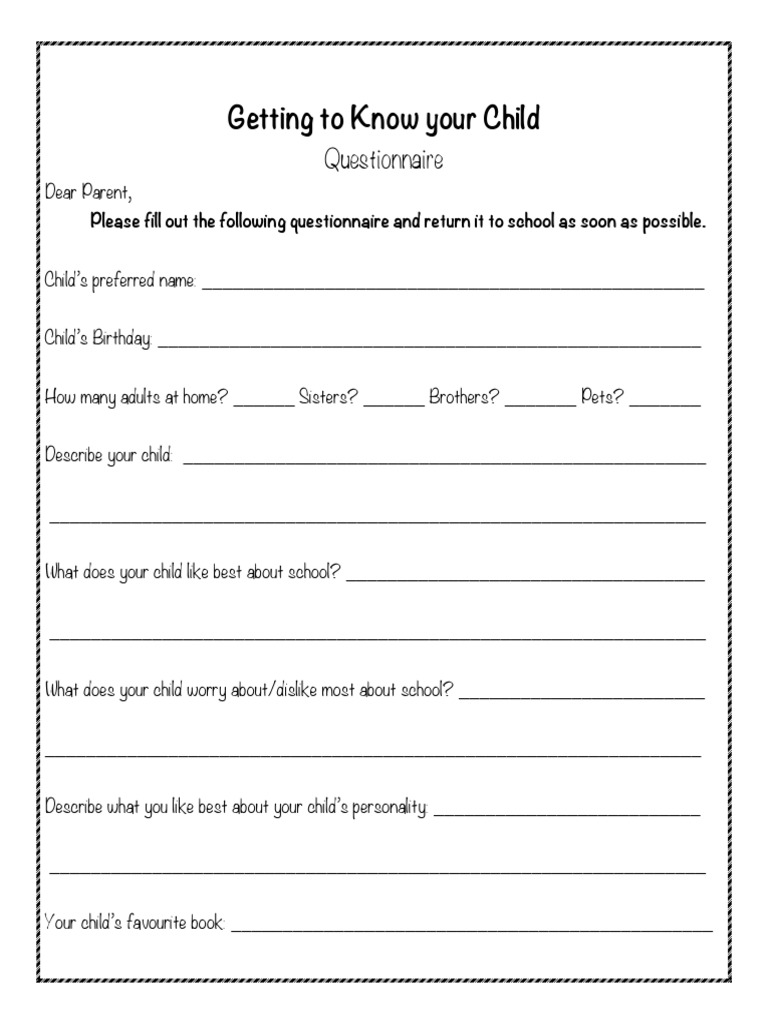 Getting To Know Your Child | PDF