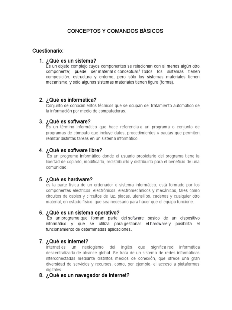 Conceptos y Comandos Básicos | PDF | Archivo de computadora | Sistema ...