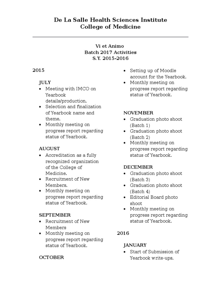 De La Salle Health Sciences Institute College of Medicine: Vi Et Animo ...