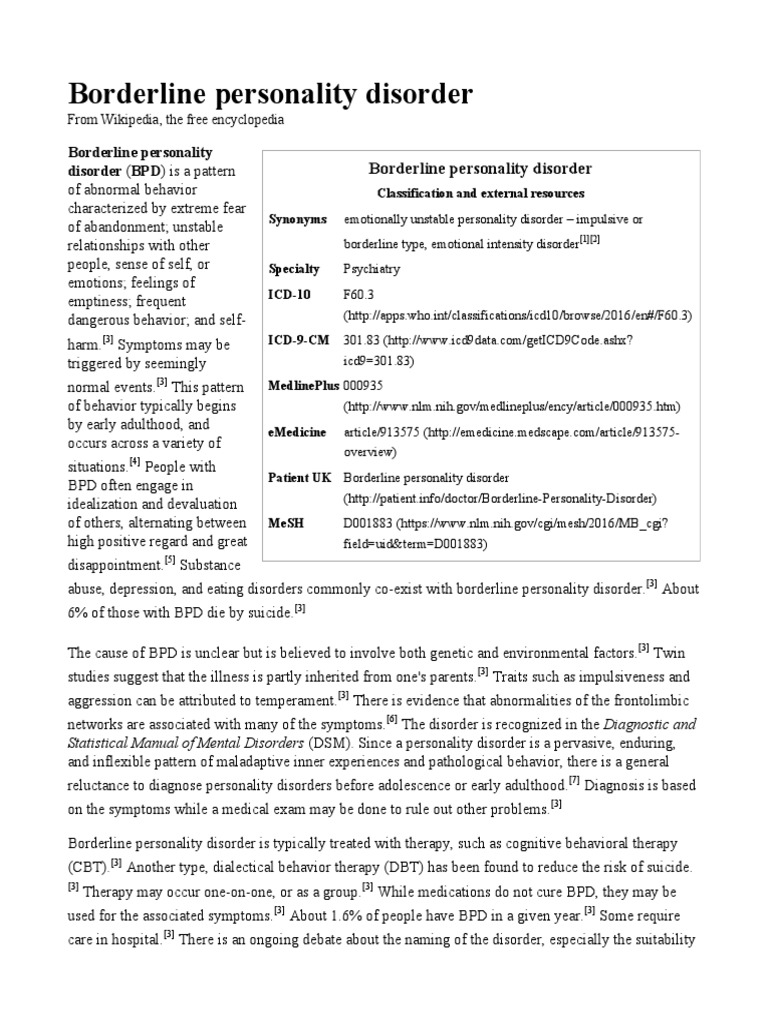 Borderline Personality Disorder - Wikipedia The Free Encyclope PDF ...