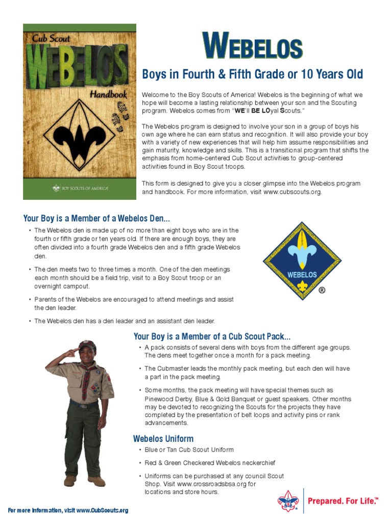 Webelos Fact Sheet | PDF | Patriotic And National Organizations ...