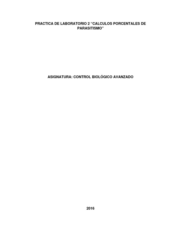 Calculo Porcentales de Parasitismo | PDF | Insectos | Huevo