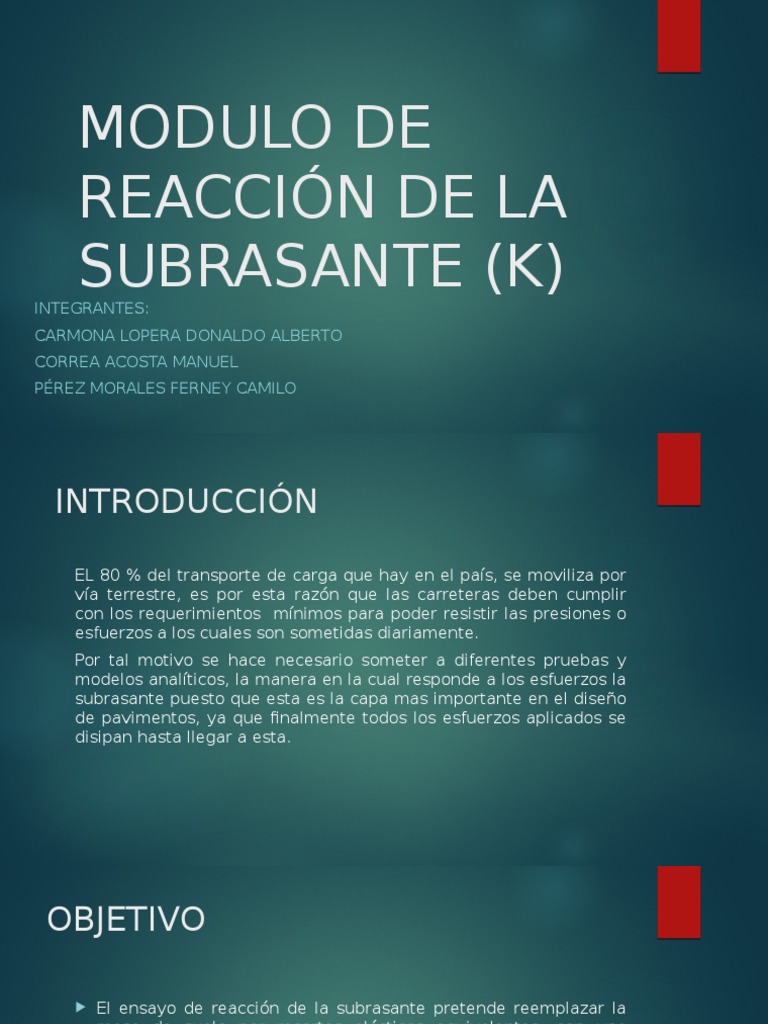 Exp. Módulo de Reacción de La Subrasante K AASHTO | PDF | Suelo | Presión