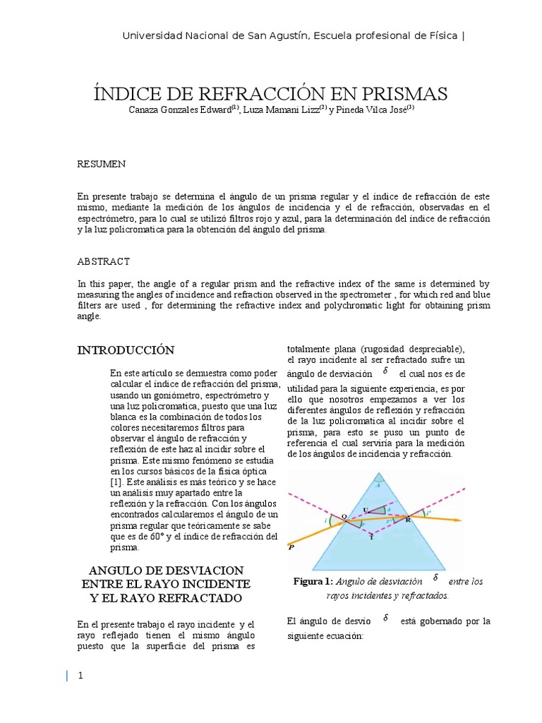 Índice de Refracción en Prismas | Refracción | Óptica