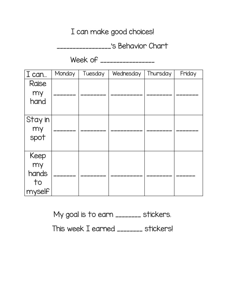 Weekly Behavior Chart Template | PDF | Lifestyle