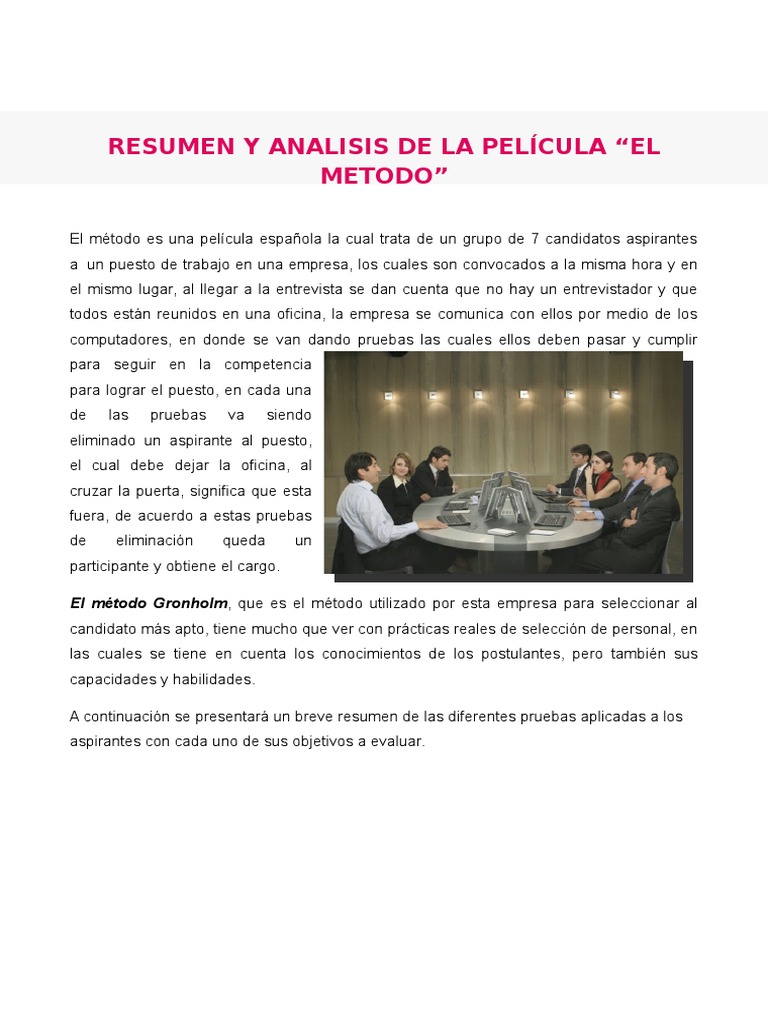 Pelicula El Metodo | PDF | Recursos humanos | Liderazgo