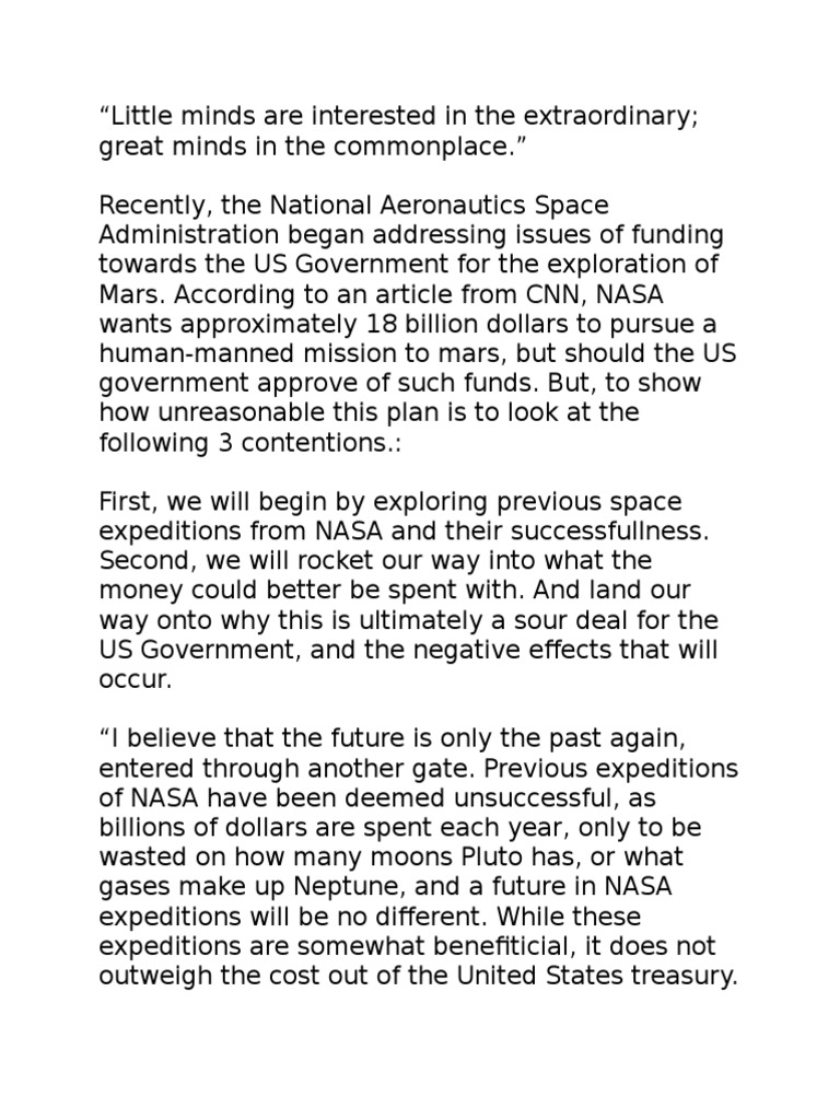 Sample Extemp Speech | PDF | Nasa | Spaceflight