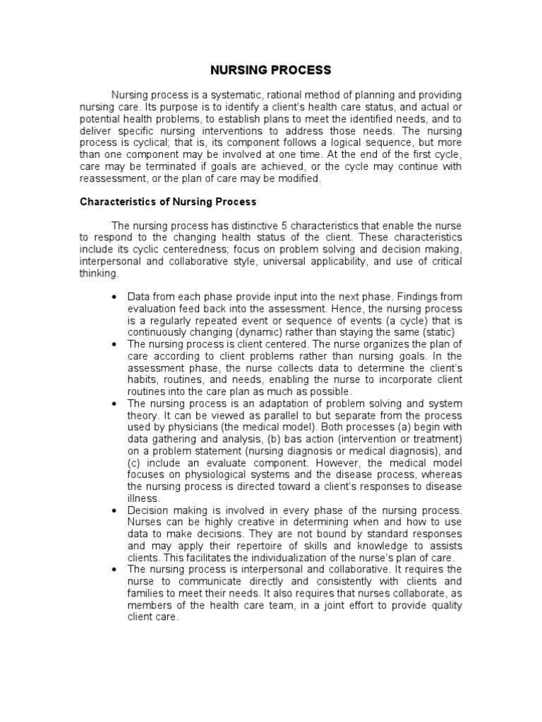 Nursing Process | PDF | Medical Diagnosis | Health Care