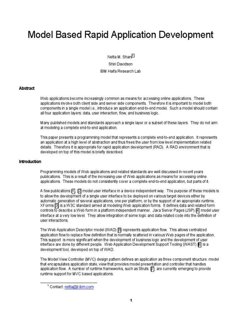Model Based Rapid Application Development | PDF | Model–View–Controller | Web Application