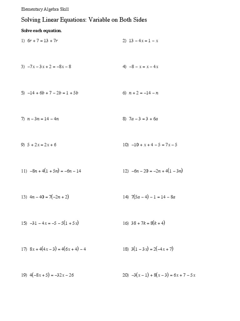Equations Variables On Both Sides | PDF