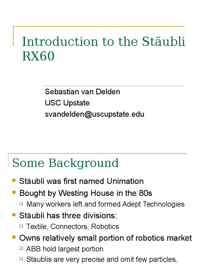 02 - SCSC314 Introduction To The Stäubli RX60 | PDF | Rotation | Computing
