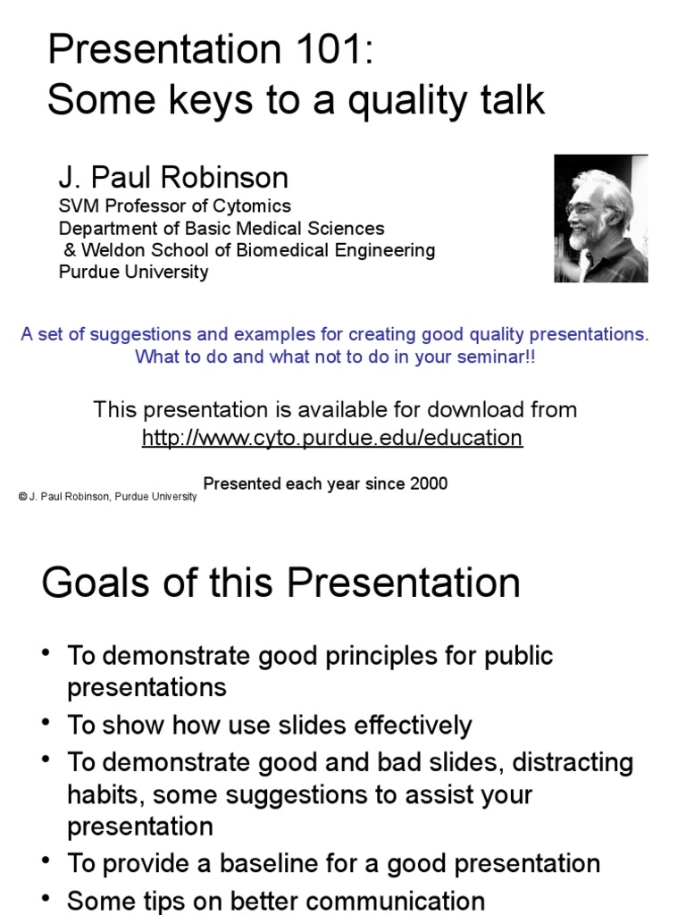 Presentation - 101 - Keys To A Quality Talk | PDF
