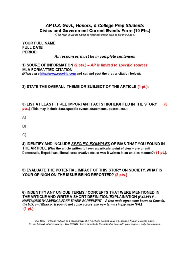 2015 Current Event Report Form (AP & Hon) | PDF