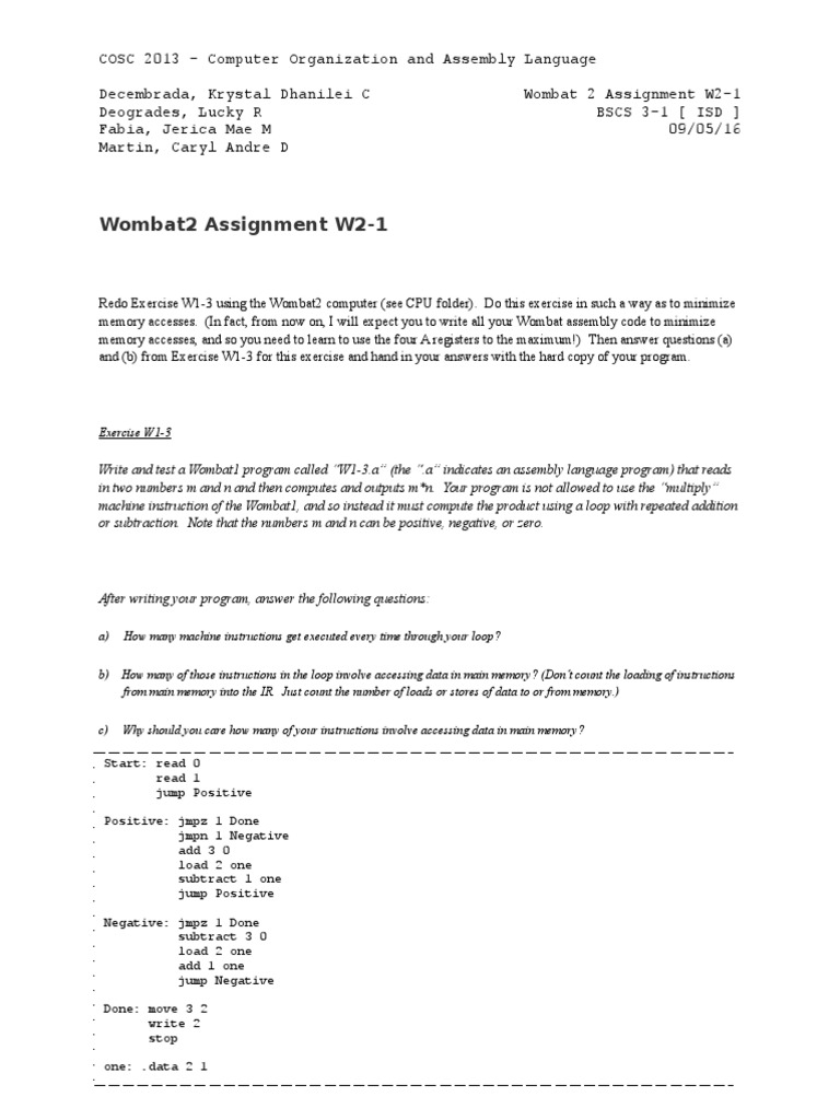 Assembly Language Assignment | PDF | Teaching Methods & Materials | Computers