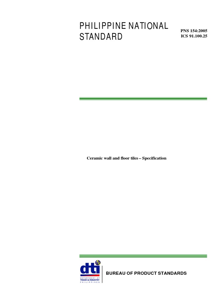 Philippine National Standards For Tiles | PDF | Tile | Engineering ...