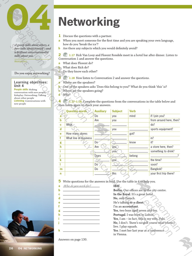 Networking in Comp Pre-Int SB | PDF | English Language | Question