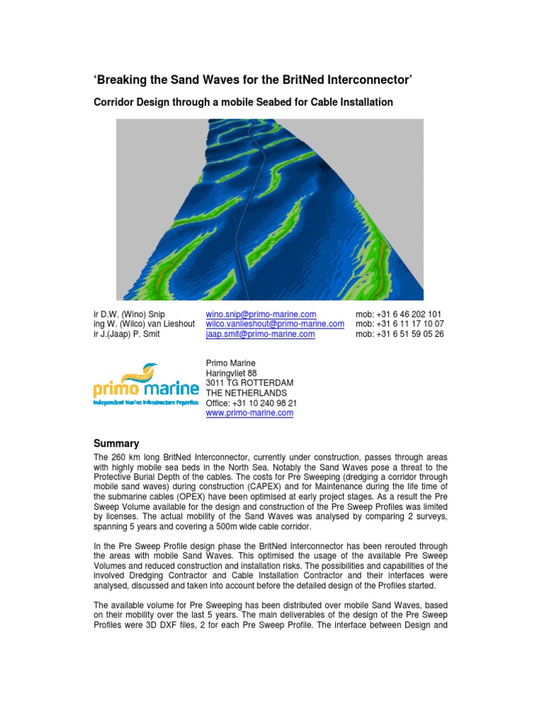 BritNed Interconnector Sand Wave Management | PDF | Dredging | Nature
