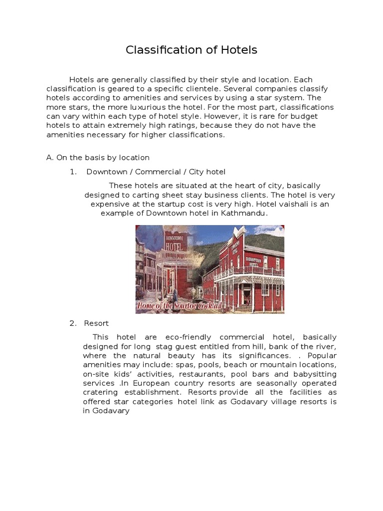 Classification of Hotels | PDF | Hotel | Motel