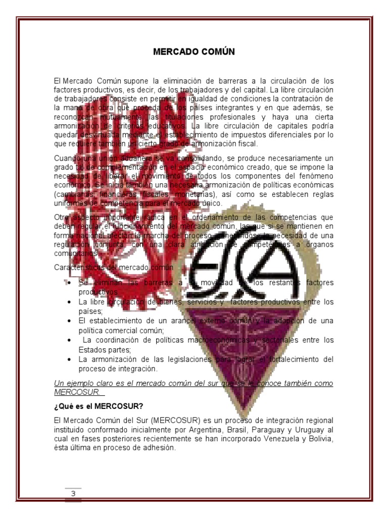 Mercado Comun | PDF | Unión Económica Y Monetaria De La Unión Europea ...