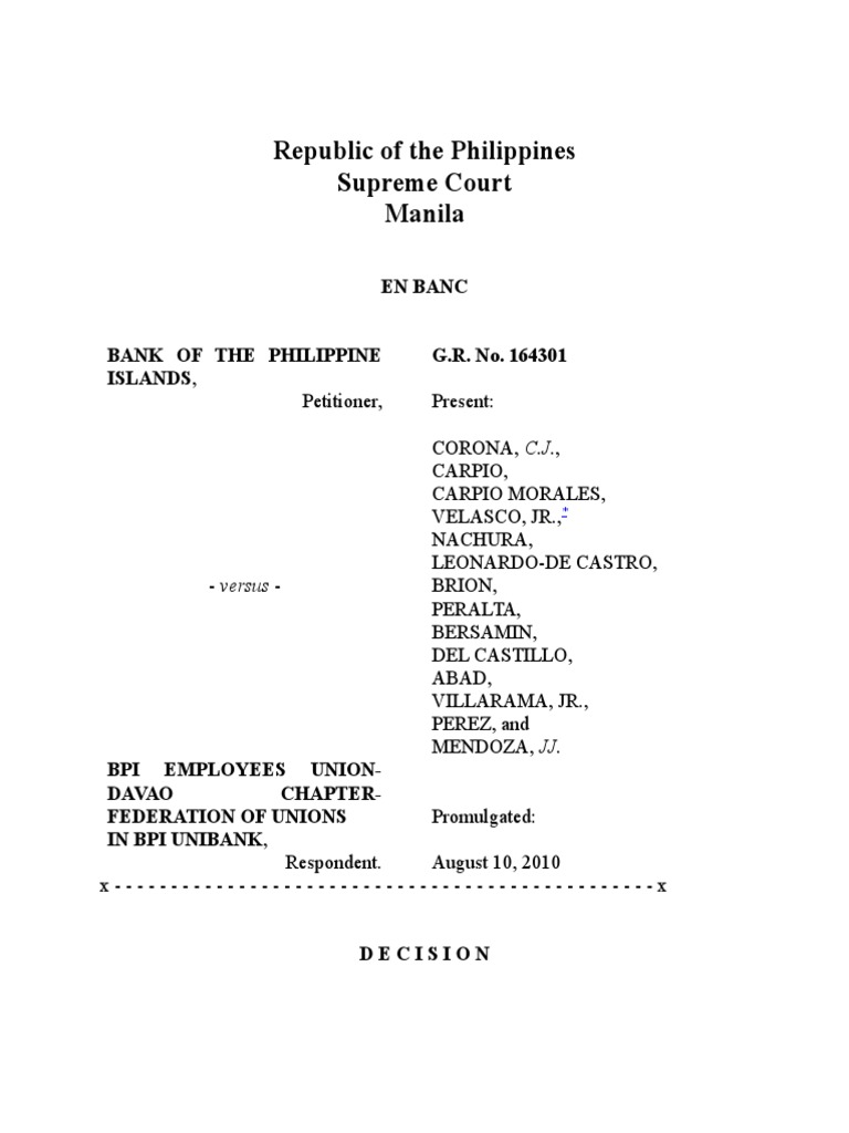 Bpi Vs Bpi Employees Union | PDF | Collective Bargaining | Employment