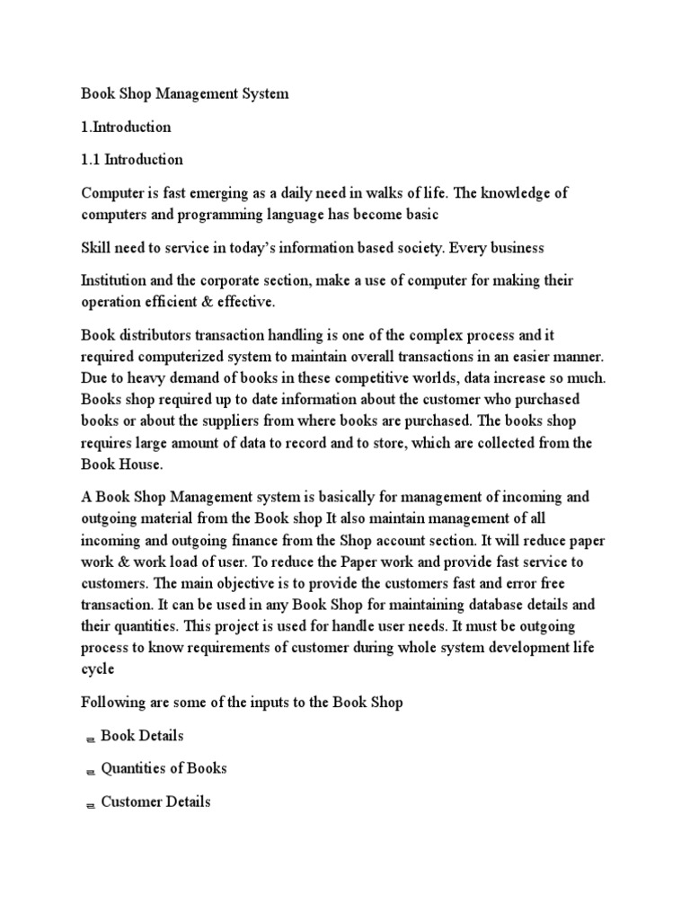 Report-Book Shop Management System | PDF | Feasibility Study | Software ...