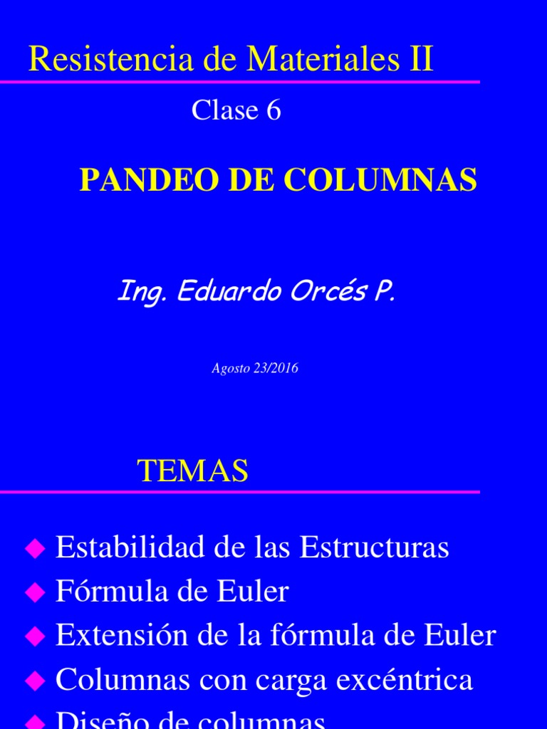 Clase RMII - 6 (Pandeo de Columnas) | PDF | Pandeo | Deformación (Mecánica)