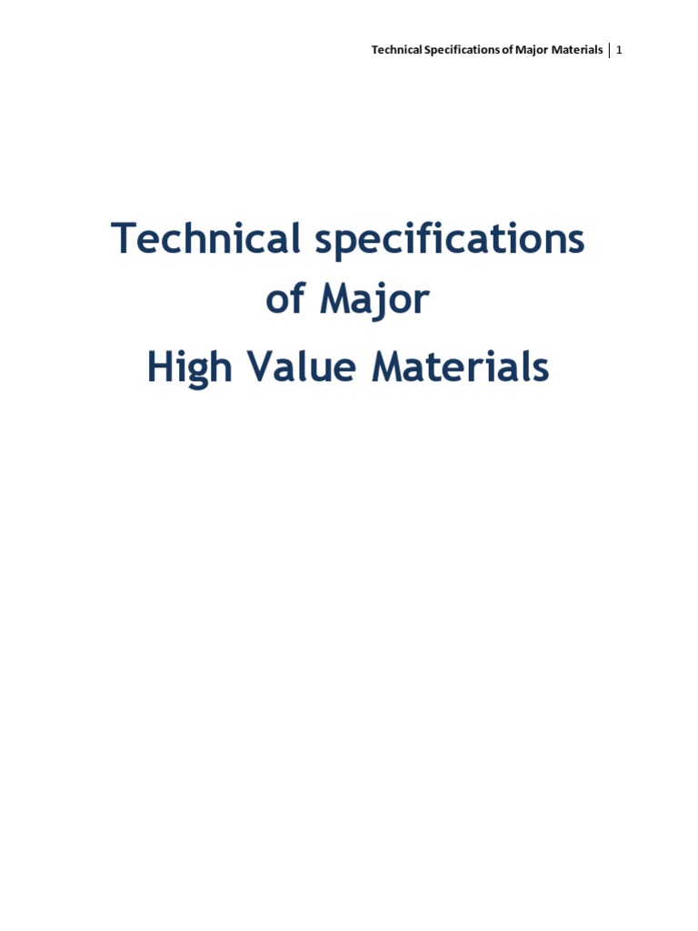 Techn I Al Specification of Major Materials | PDF