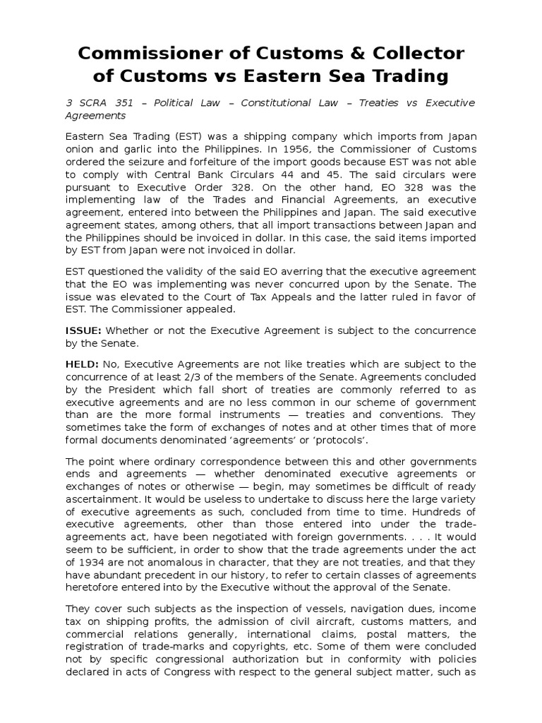Commissioner of Customs & Collector of Customs Vs Eastern Sea Trading ...