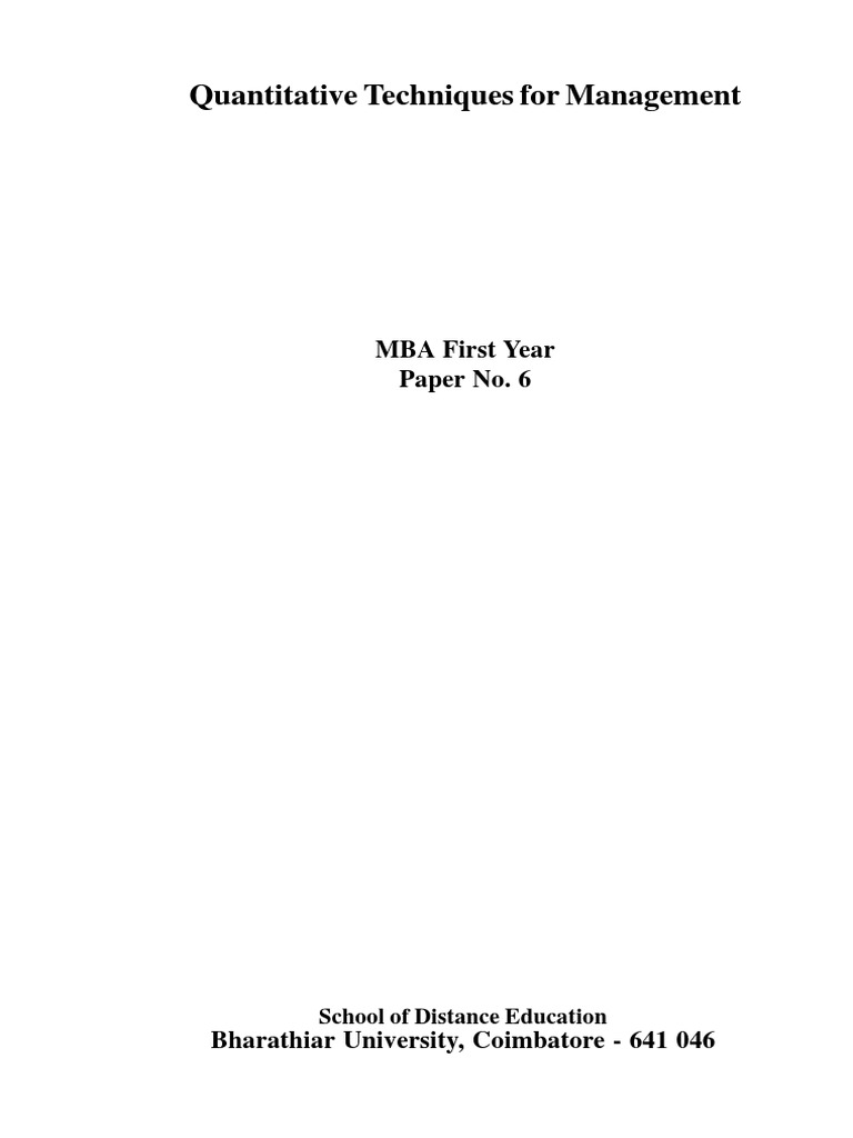 MBA Quantitative Techniques For Management Notes 1 | PDF | Mathematical ...