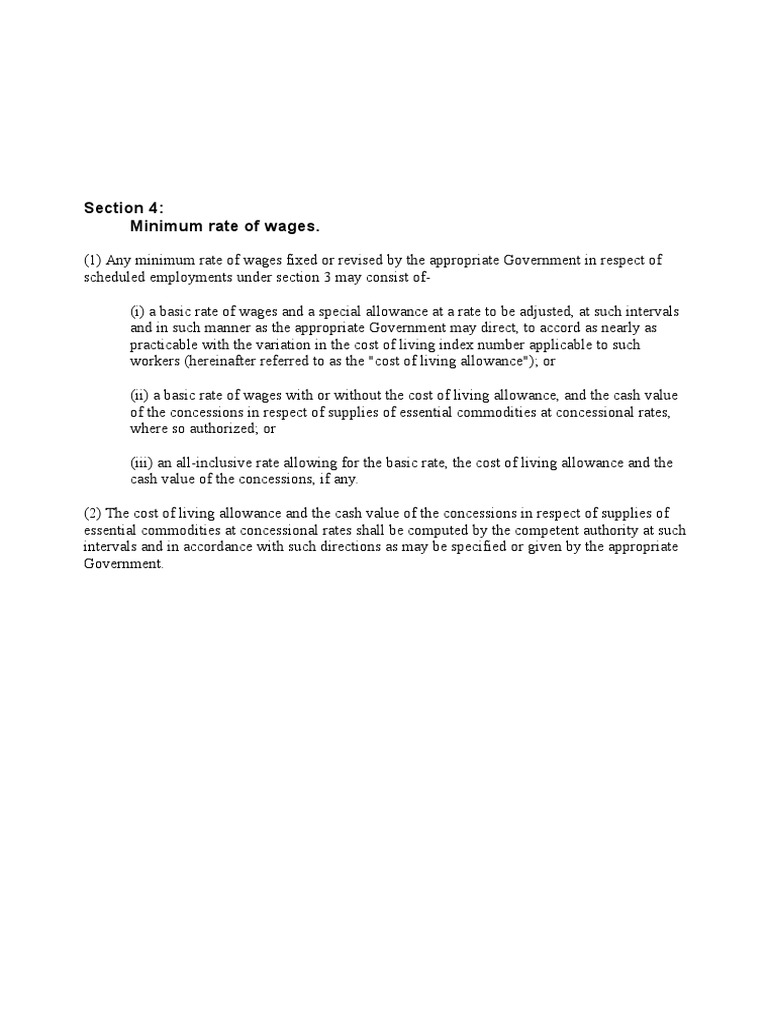 Establishing Minimum Wage Rates for Scheduled Employments: Components ...