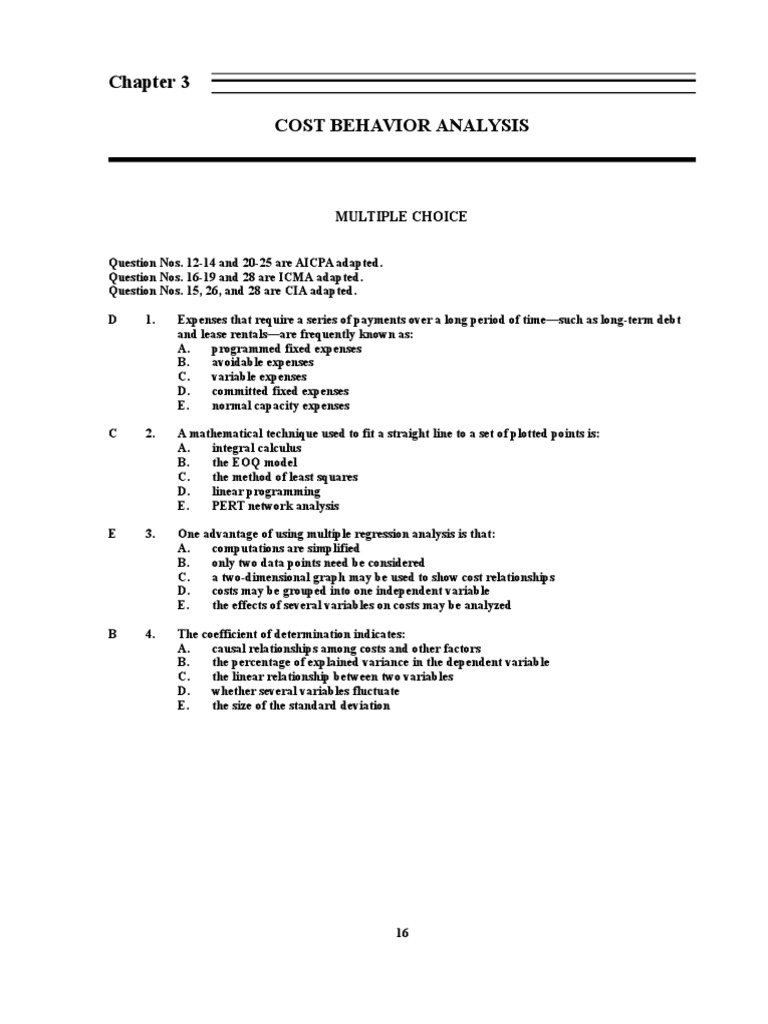 Cost Behavior Analysis | PDF