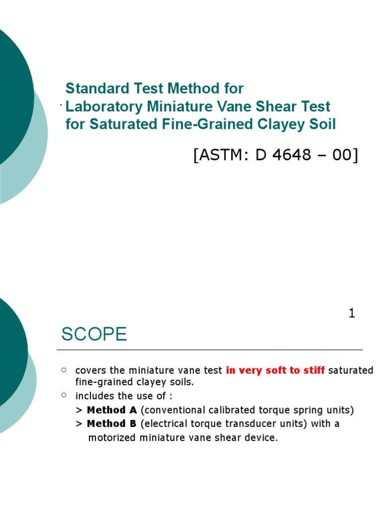 Miniature Vane Shear Test Method | PDF | Torque | Soil Mechanics