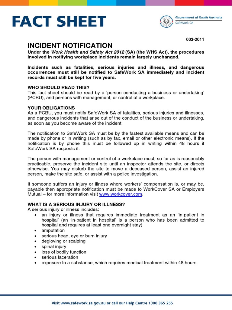 Workplace Reporting Incident Notification | PDF | Working Conditions ...