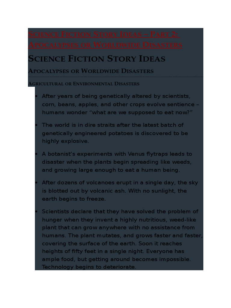 Sci-Fi Apocalypse Story Ideas | PDF | Apocalyptic And Post Apocalyptic ...