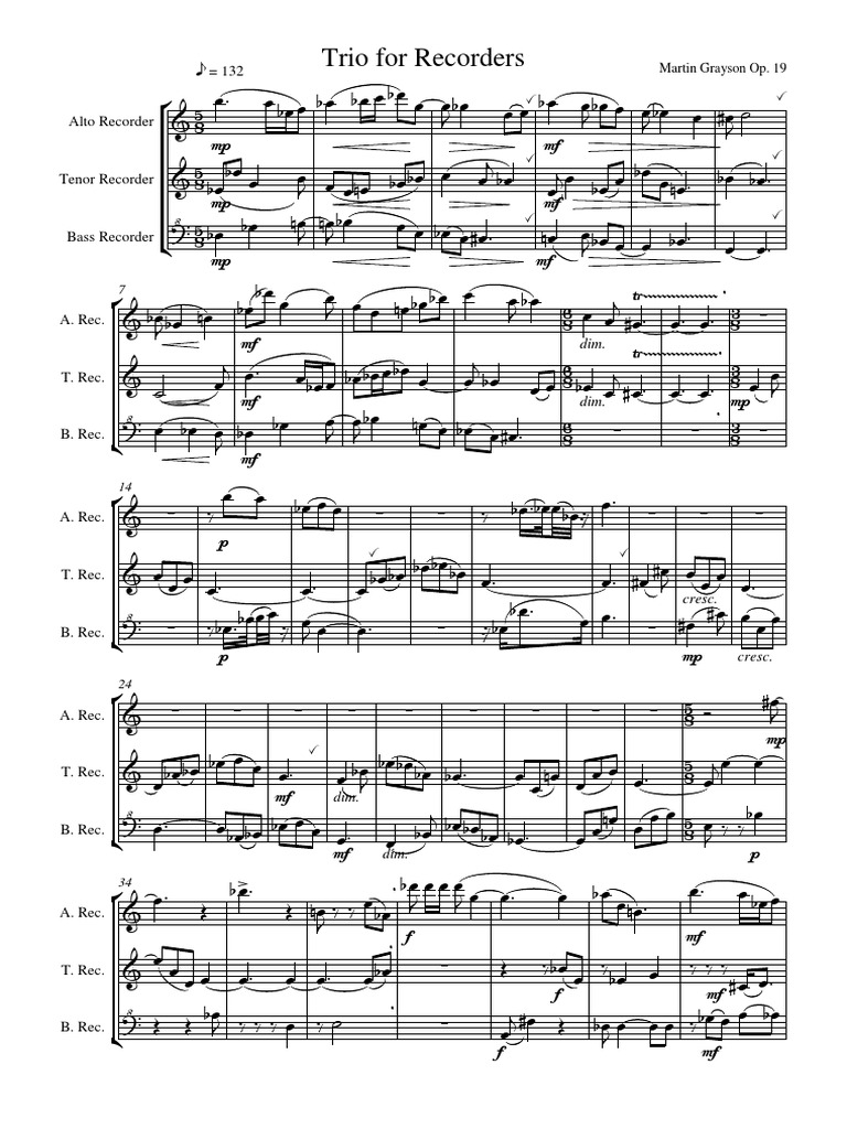 Trio For Recorders: Alto Recorder | PDF