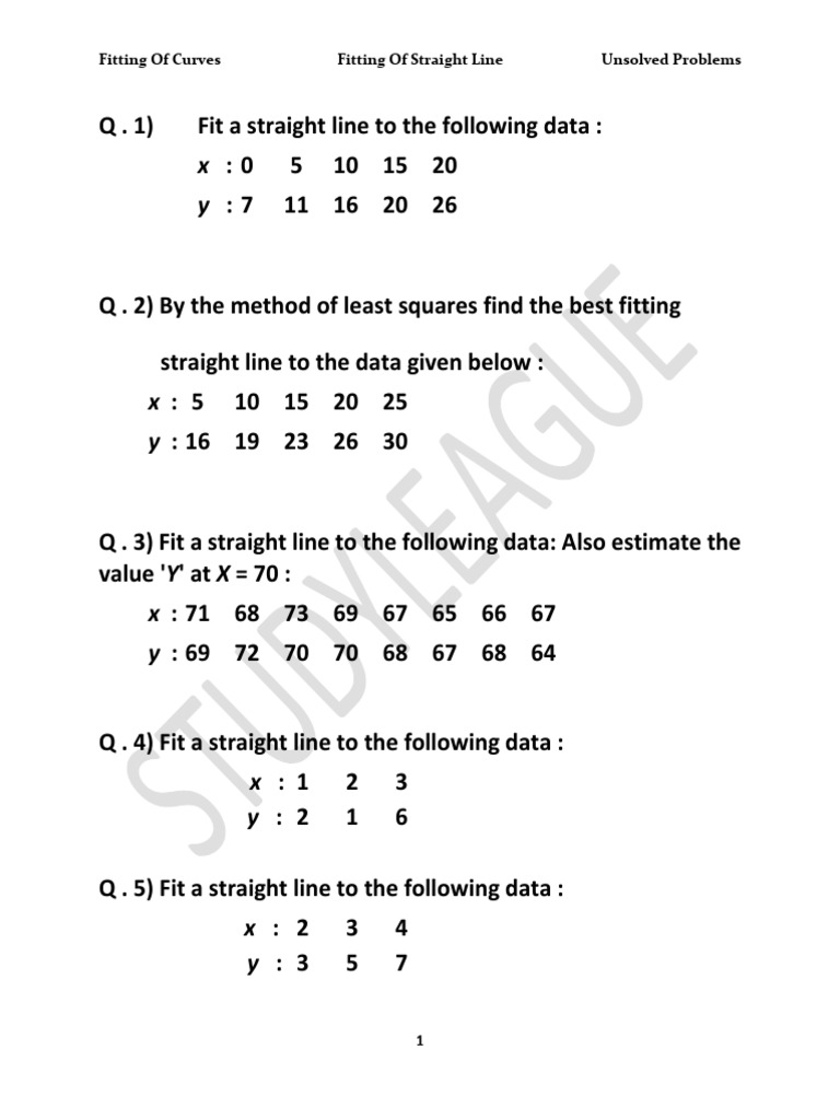 1.fitting of Straight Line | PDF | Statistical Analysis | Teaching ...