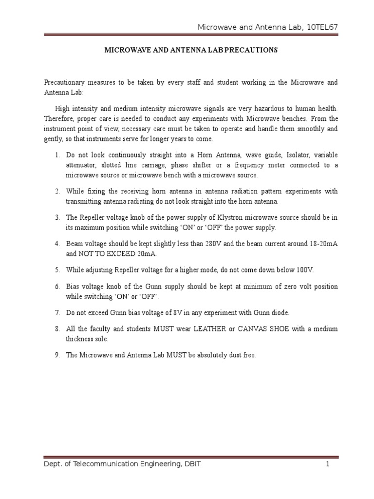 New Microwave Lab Manual | PDF | Microwave | Antenna (Radio)