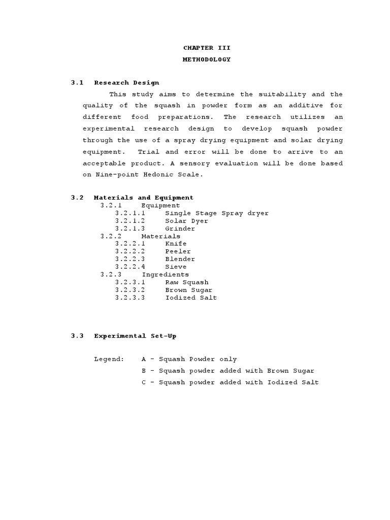 Research Methodology of Squash Powder | PDF | Statistics | Foods